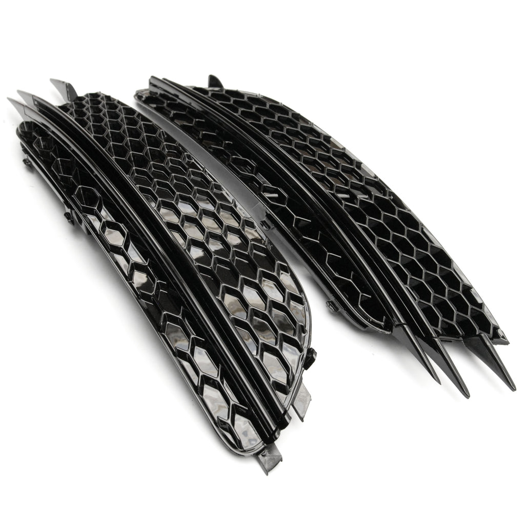 Audi A6 C7 Honeycomb RS6 Style Gloss Black Lower Side Bumper Grilles ...